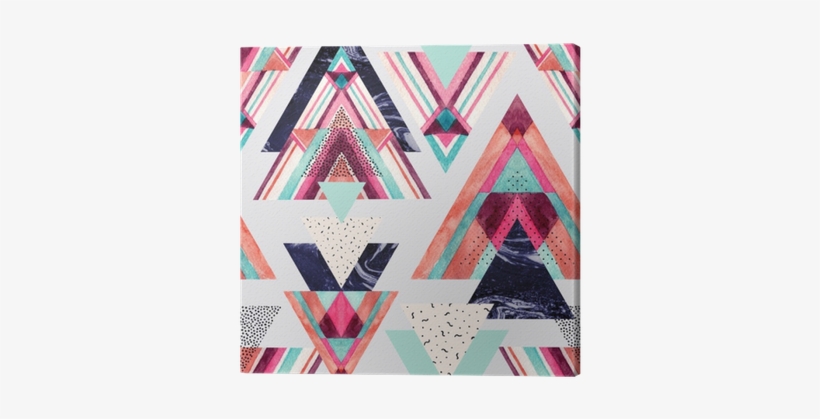 Triangles With Aztec Ornament, Watercolor, Doodle, - Watercolor ...