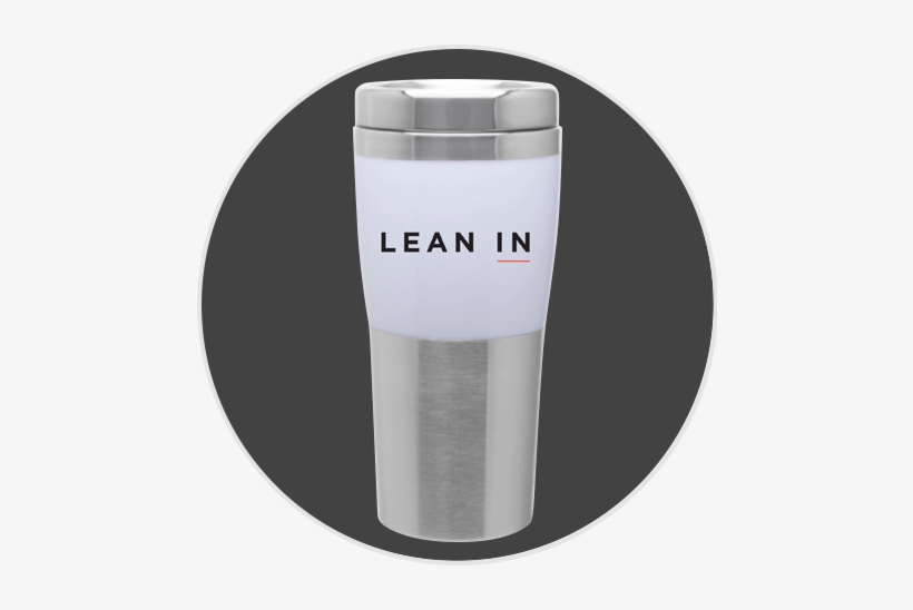 White And Silver Travel Mug With Lean In Logo - Mug - Free Transparent ...