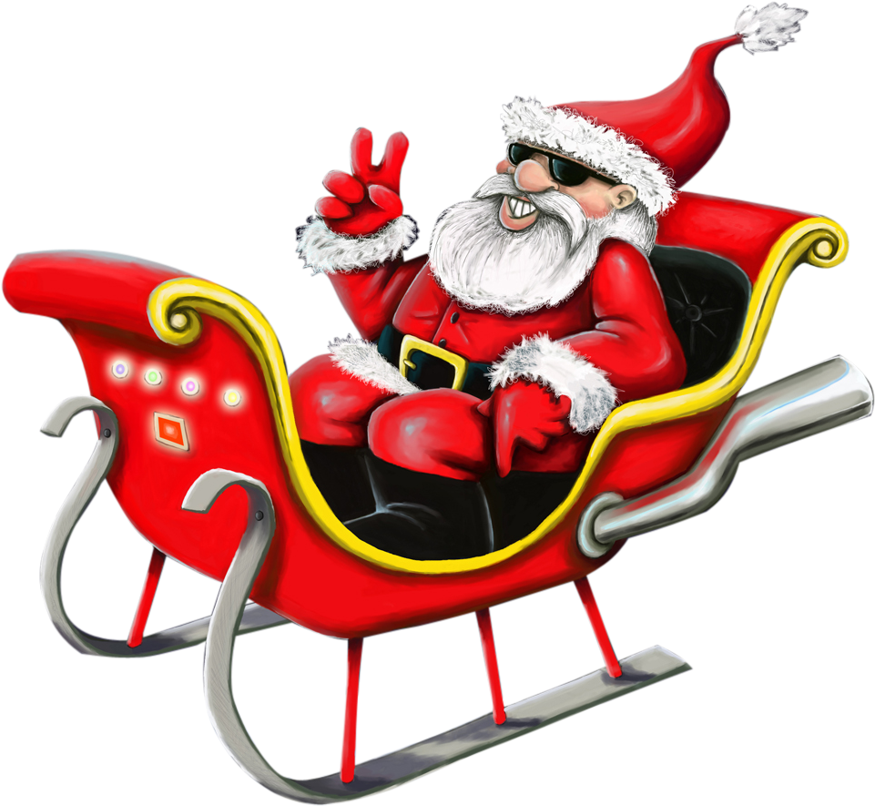 Download Santa Claus Png Image - Cool Santa In Sleigh PNG Image with No ...