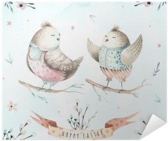 Hand Drawing Easter Watercolor Flying Cartoon Bird - Пасха Акварель ...