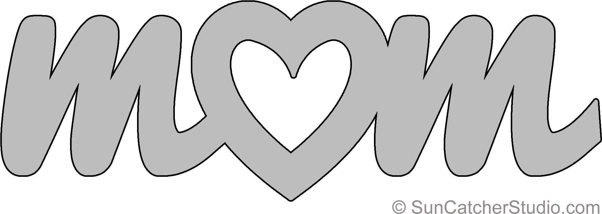 Mom Heart Pattern Template Stencil Printable Clip Art - Template - Free ...