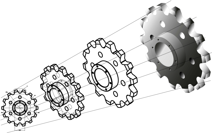Download Production Drawing Gear - Gear And Sprocket Drawing PNG Image ...