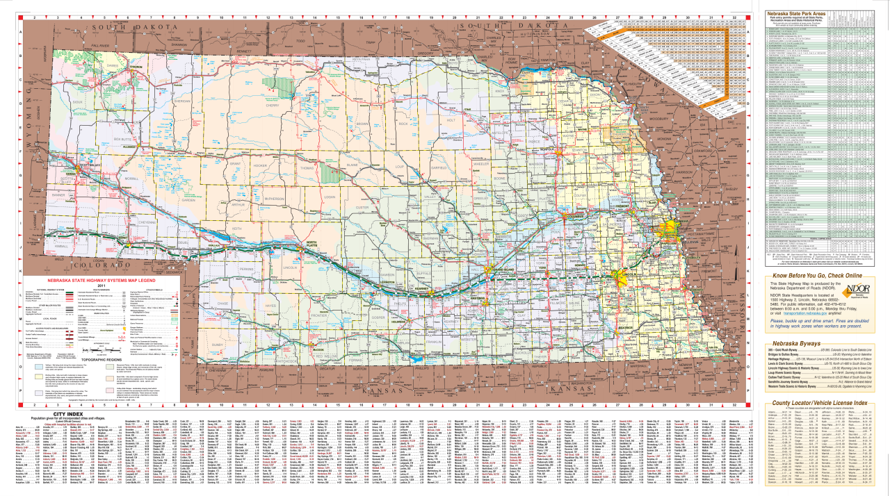 Nebraska State Highway System - Tourist Map Of Nebraska - Free ...