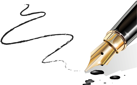 Vector Pens Calligraphy Pen - Fountain Pen Running Out Of Ink - Free ...