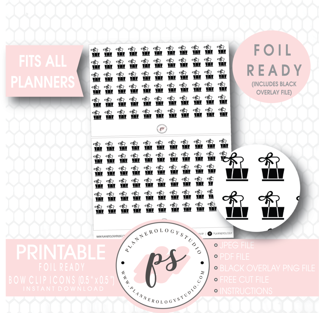 Bow Clip Icon Digital Printable Planner Stickers Plannerologystudio ...