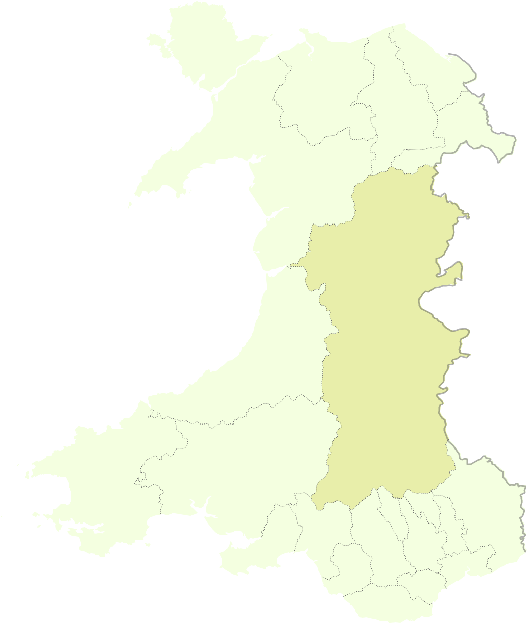 Wales Powys Ua Boundary Overlay - Map Of Wales - Free Transparent PNG ...