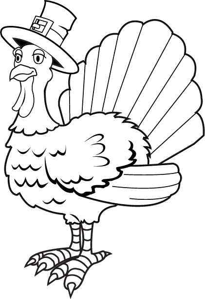 A Large Turkey With A Pilgrim Hat - Thanksgiving Turkey Black ...