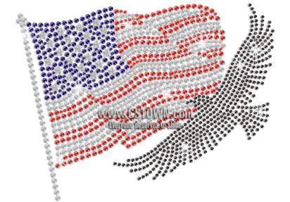 Download Waving American Flag & Powerful Bald Eagle Hotfix Rhinestone ...