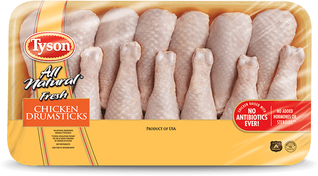 Download All Natural Fresh Drumsticks - Tyson Chicken Legs PNG Image ...