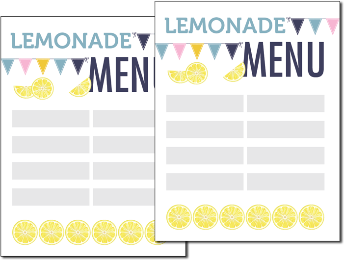 Lemonade Stand Menu Printable Lemonade Stand Template Free