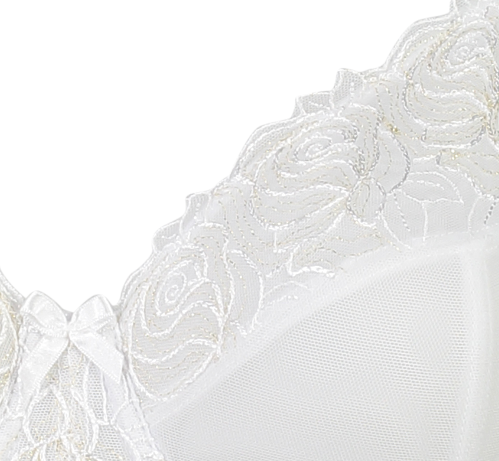 Support Rose Embroidery Bra White & Gold Brar04 2098white - Bra - Free ...