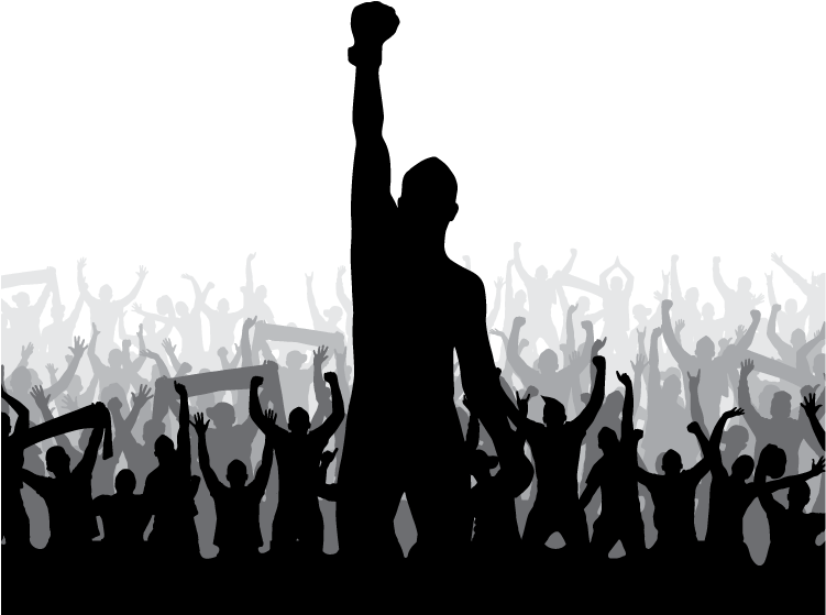 Download Money Round Boxing - Cheering Fans Silhouette Png PNG Image ...