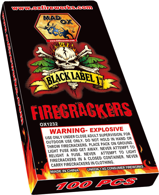 Download Black Label 1" Firecrackers 100 Pack - Fireworks PNG Image ...