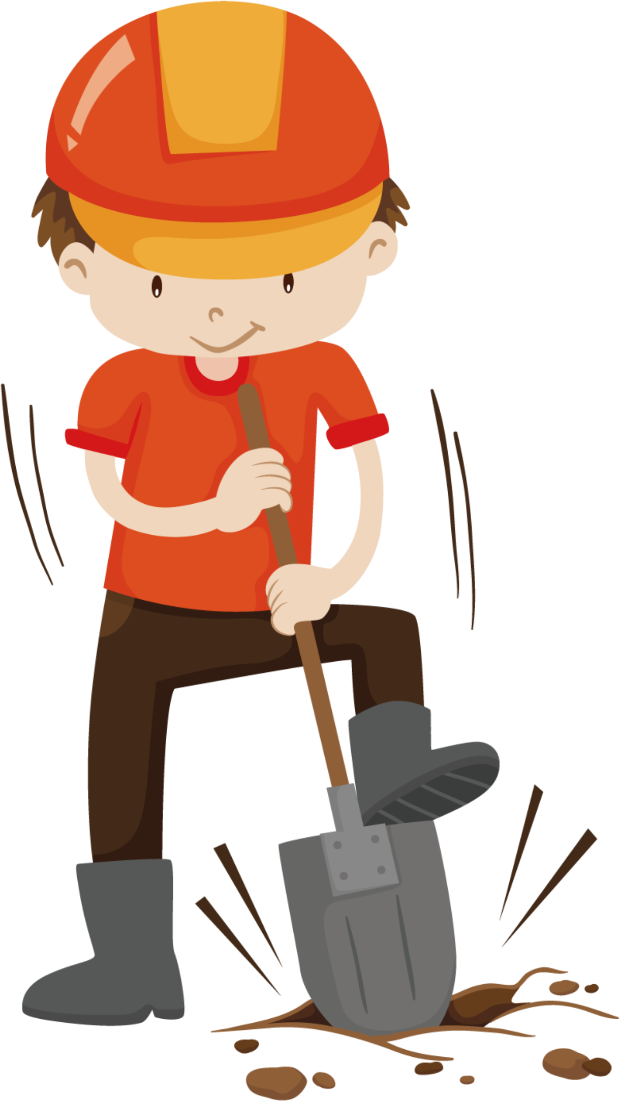 Download Cute Style Hand Drawn Orange Hard Hat Worker Labor - Digging ...