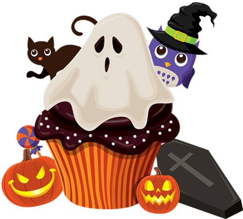 Halloween Candies In Witches Cauldron - Halloween Cupcake Clip Art ...