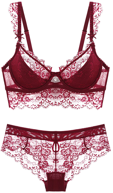 Bowknot Lace Spliced Scalloped Bra Set - Conjunto De Ropa Interior Para ...