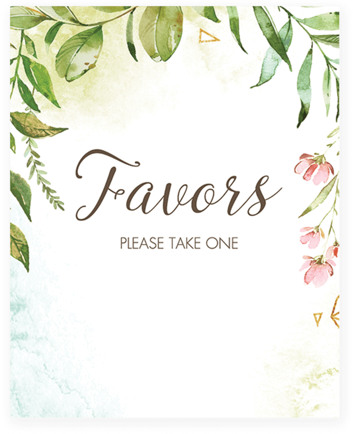 Printable Favors Please Take One Sign Watercolor Leaves - Printable Don ...