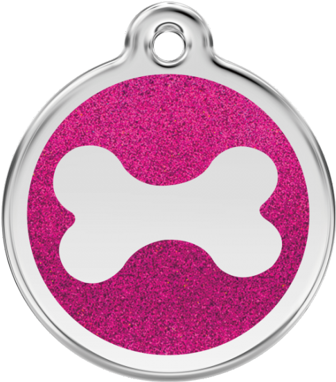Glitter Bone Hot Pink 20mm Dog Tag By Red Dingo - Red Dingo Dog Id Tag ...