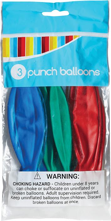 Punch Balloon Assorted 3 Count - Schylling Classic Punch Balloons ...