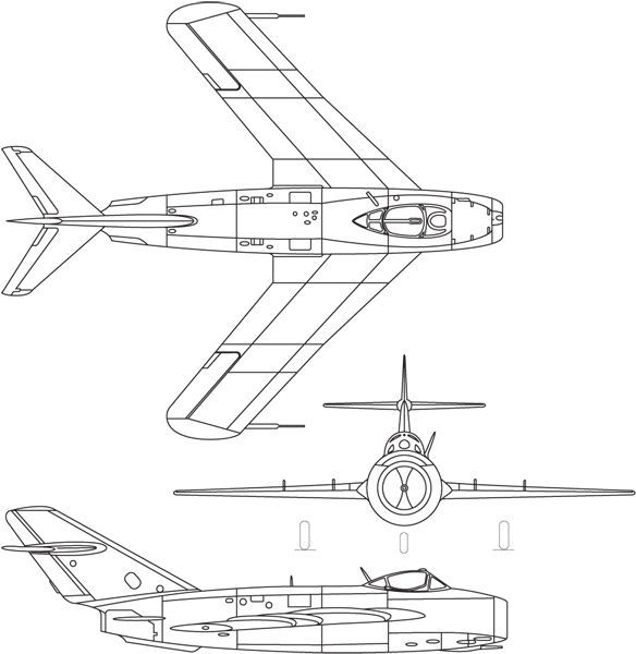 Download Mig 17 3 View Drawing - Mig 17 Drawing PNG Image with No ...