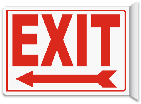 Exit 2-way Sign - Emergency Exit Sign Board - Free Transparent PNG ...