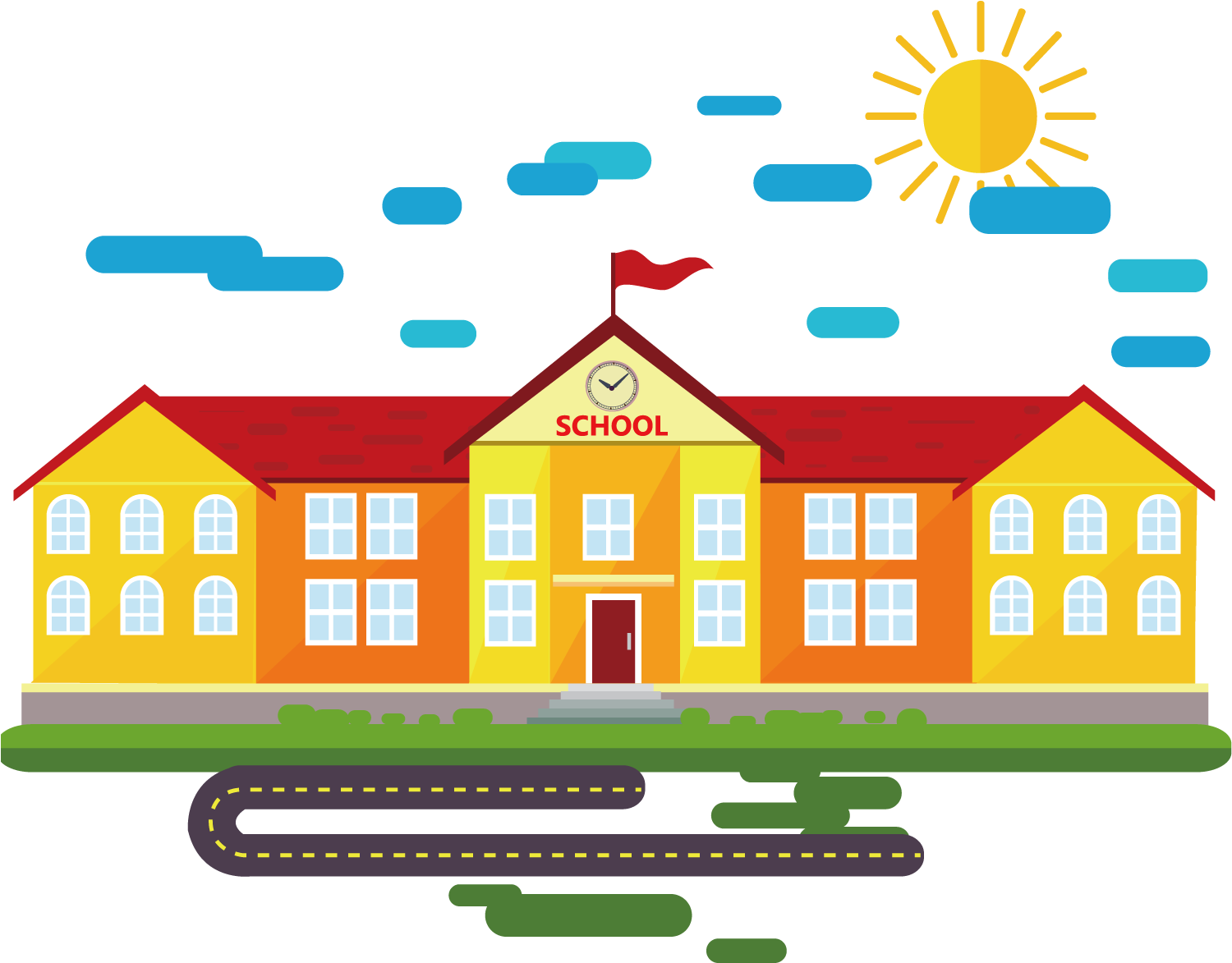 School Cartoon Classroom - School Building Vector Png - Free ...