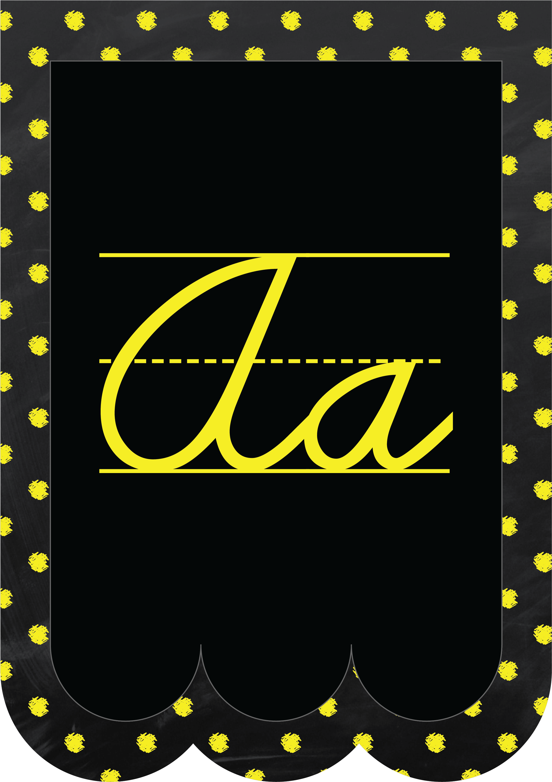 Download Chalkboard Bunting Banner Alphabet Polka Dot In Cursive - Miss ...