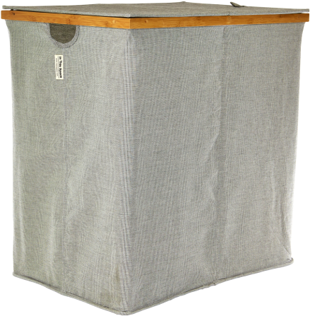 Gray Eco Fabric & Bamboo Double Hamper - Clothes Hamper Png - Free ...