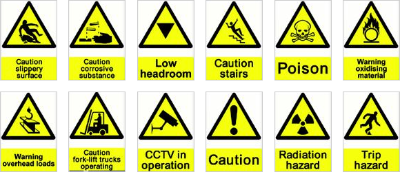Hazard And Safety Signs - Safety Signs And Hazard Symbols - Free ...