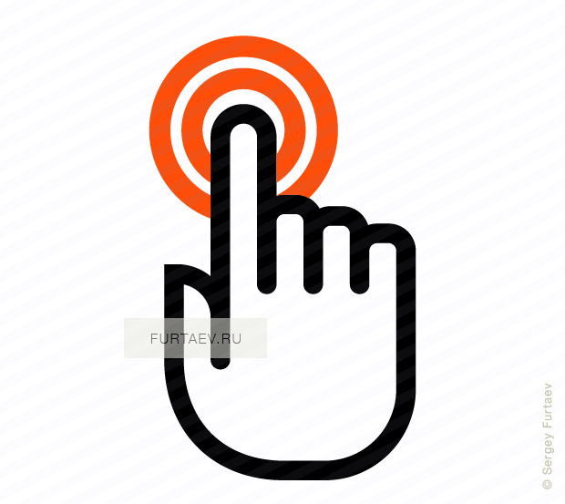 Vector Icon Of Hand With Index Finger Pushing Button - Hand Touching ...