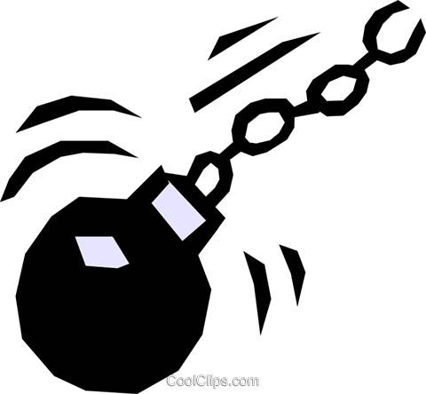 Ball & Chain Royalty Free Vector Clip Art Illustration - Ball And Chain ...