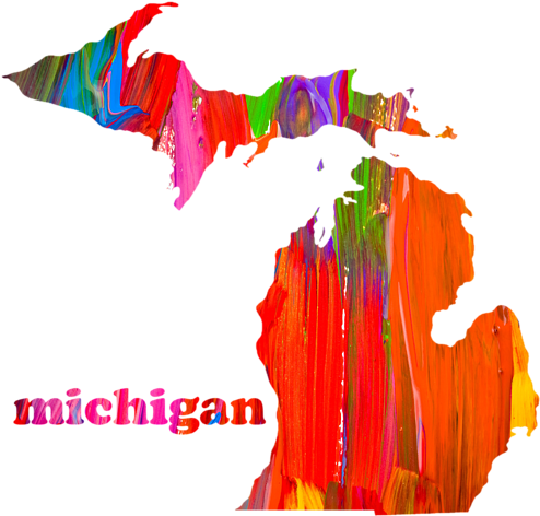 Download Bleed Area May Not Be Visible - Colorful Map Of Michigan PNG ...