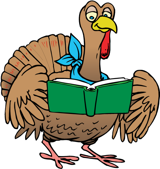 Thanksgiving Clipart Reading - Turkey Reading A Book - Free Transparent ...