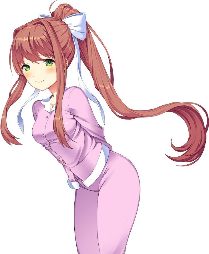 Monika In Her Pajamas Ddlc Png Monica Ddlc Monika Doki Doki Leaning