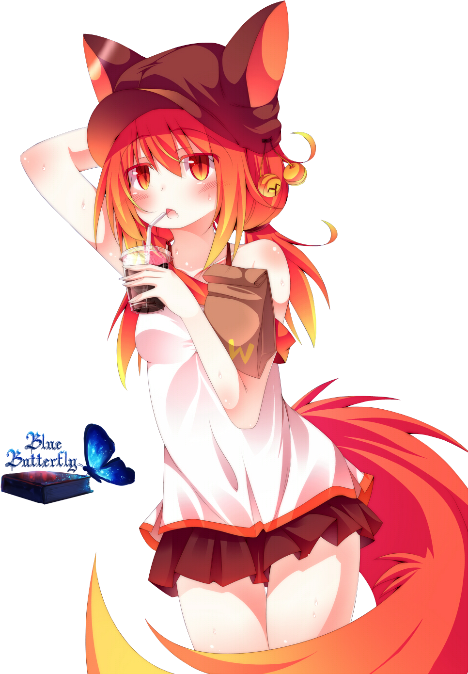 Download 8 Anime Fox Girl Render By Butterfly Blue B Red Anime Fox Girl Png Image With No