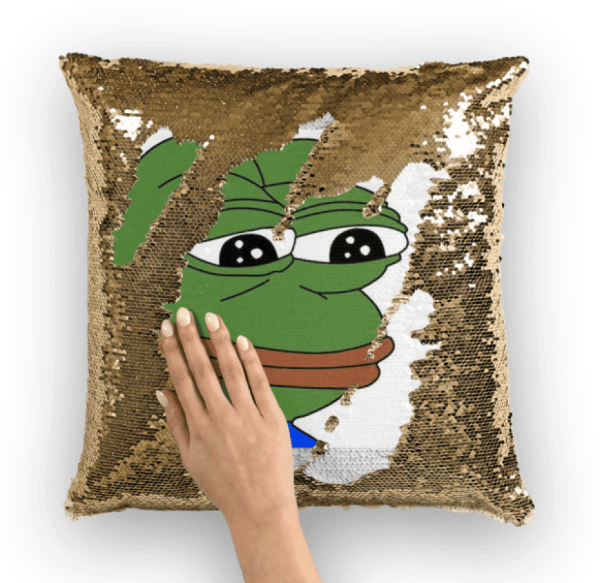 Sad Pepe - Sequin Pillow - Sad Frog Square Sticker 3" X 3" - Free ...