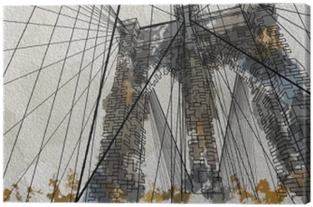 Watercolor Style Illustration Of The Brooklyn Bridge - Brooklyn Bridge ...