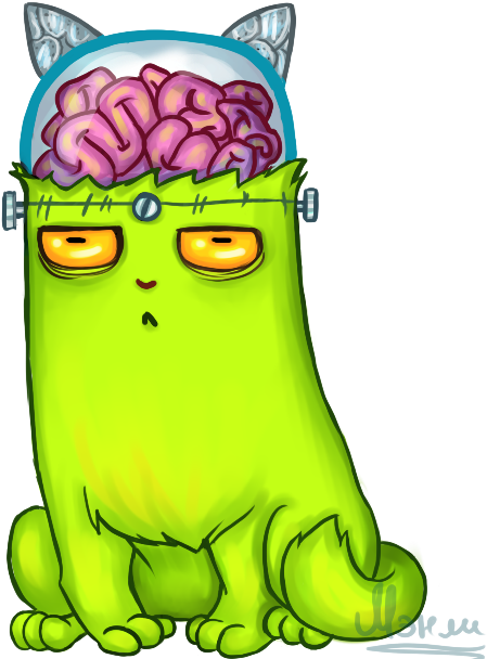 Zombie Cat With Robot Ears - Deviantart - Free Transparent PNG Download ...