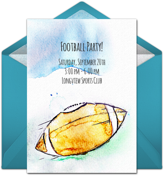 Download Free Football Party Invitation Featuring A Watercolor - Party ...