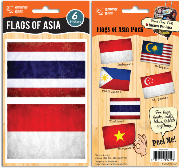 Download Flags Of Asia Pack, - Groovy Gear Stickers Travel PNG Image ...