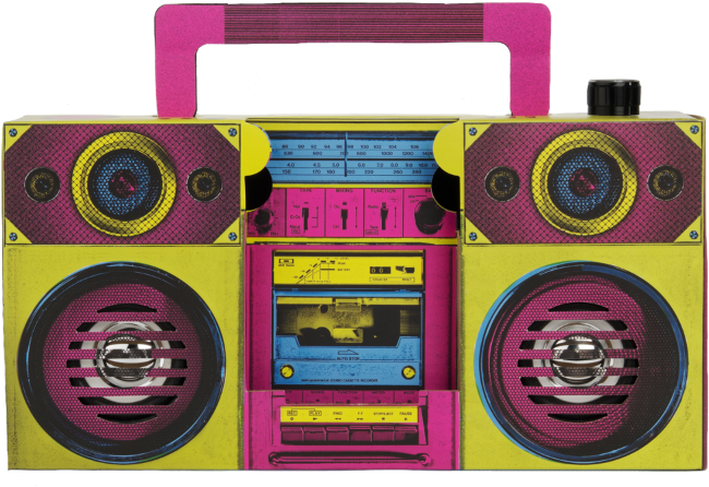 Boombox Speaker Pink/yellow/black - Free Transparent PNG Download - PNGkey