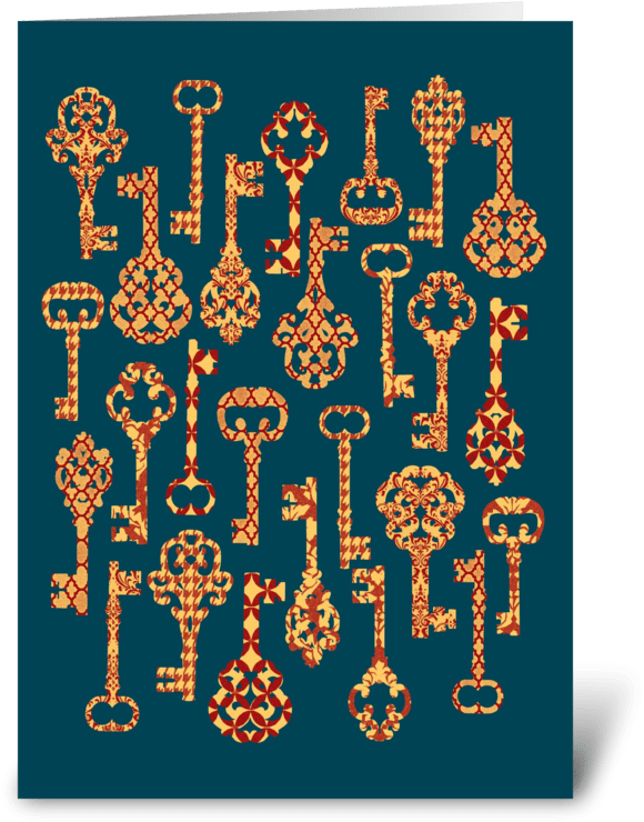 Download Red And Yellow Skeleton Keys Greeting Card - Yellow And Red ...