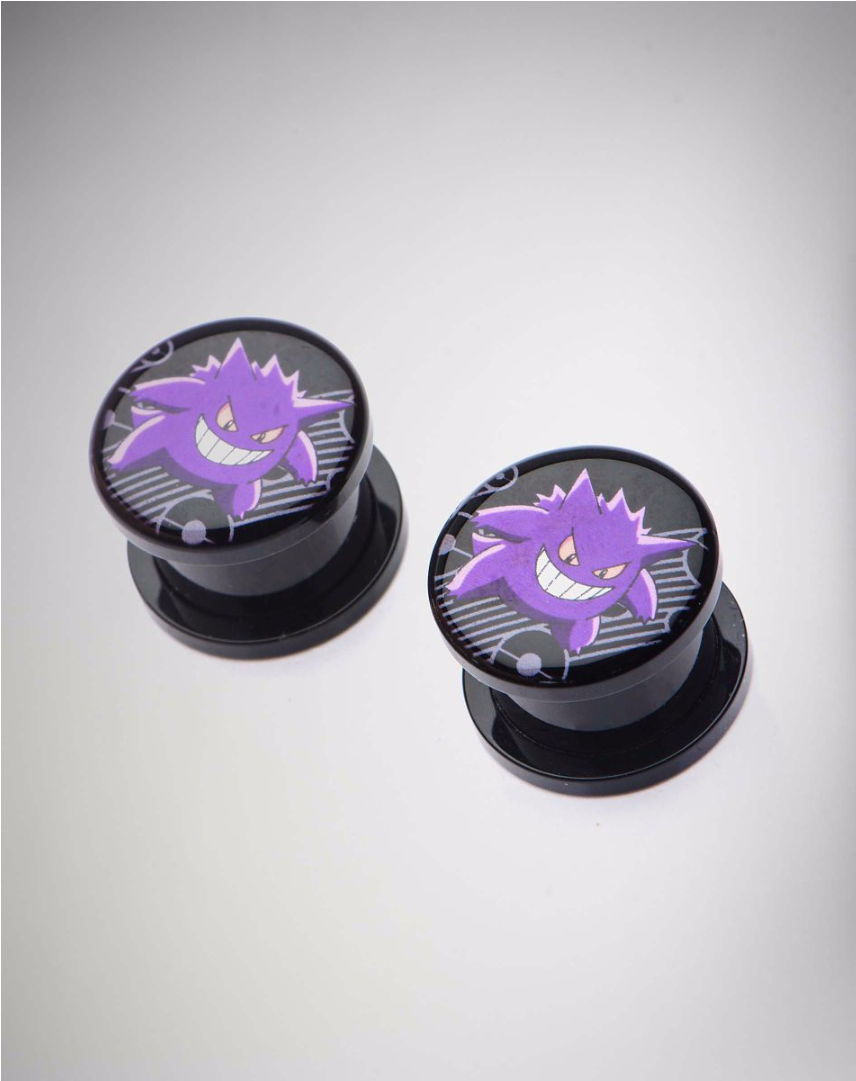 Download Gengar 1/2 Screw-fit Acrylic Plugs - Quartz Clock PNG Image ...