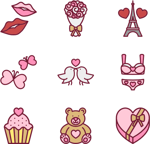 Linear Color Valentines Day Set - Clip Art - Free Transparent PNG ...
