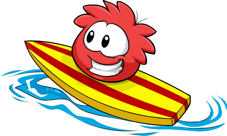 Red Puffle Catchin' Waves - Red Puffle Catchin Waves - Free Transparent ...