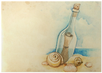 Download Watercolor Illustration Of Message In A Bottle Poster ...