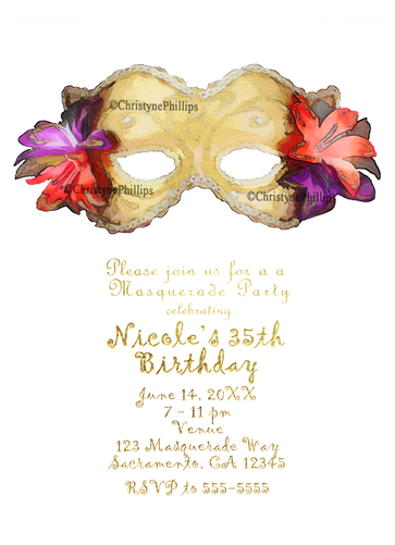 Download Floral Tropical Masquerade Make Gold Elegant Party - Birthday ...