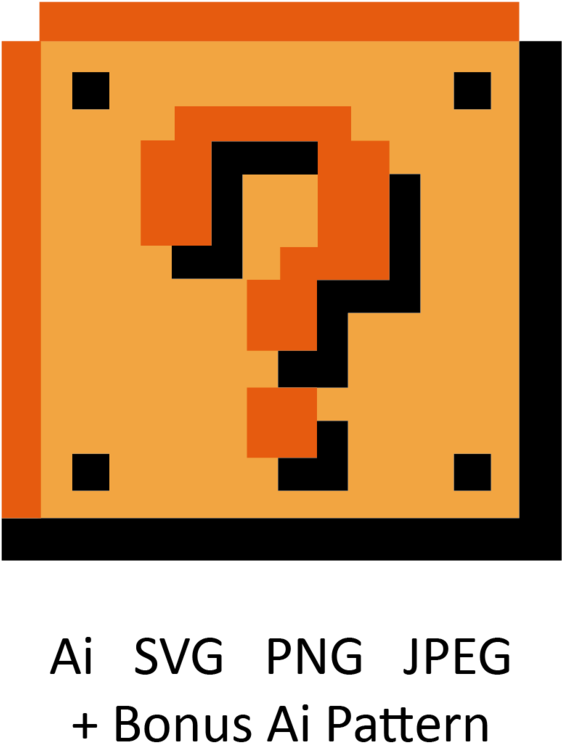 Vector Transparent Editable Vintage Question Block - 8 Bit Mario Box ...