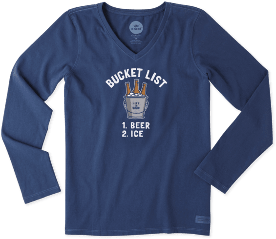 Download Women's Bucket List Long Sleeve Crusher Vee - Life Is Good PNG ...