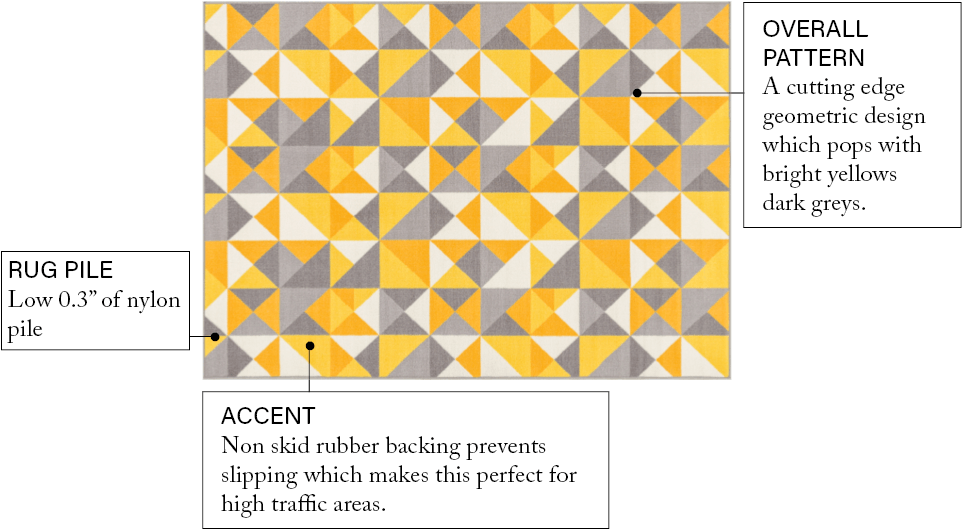 Download Vector Yellow Geometric Non Slip Washable Rug - Yellow Indoor ...